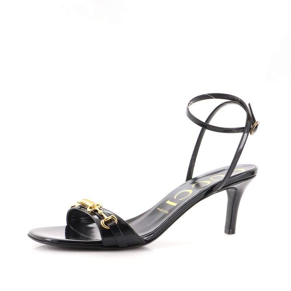 Gucci | Shoes | Gucci Womens Moorea Heeled Sandals Patent Black | Poshmark